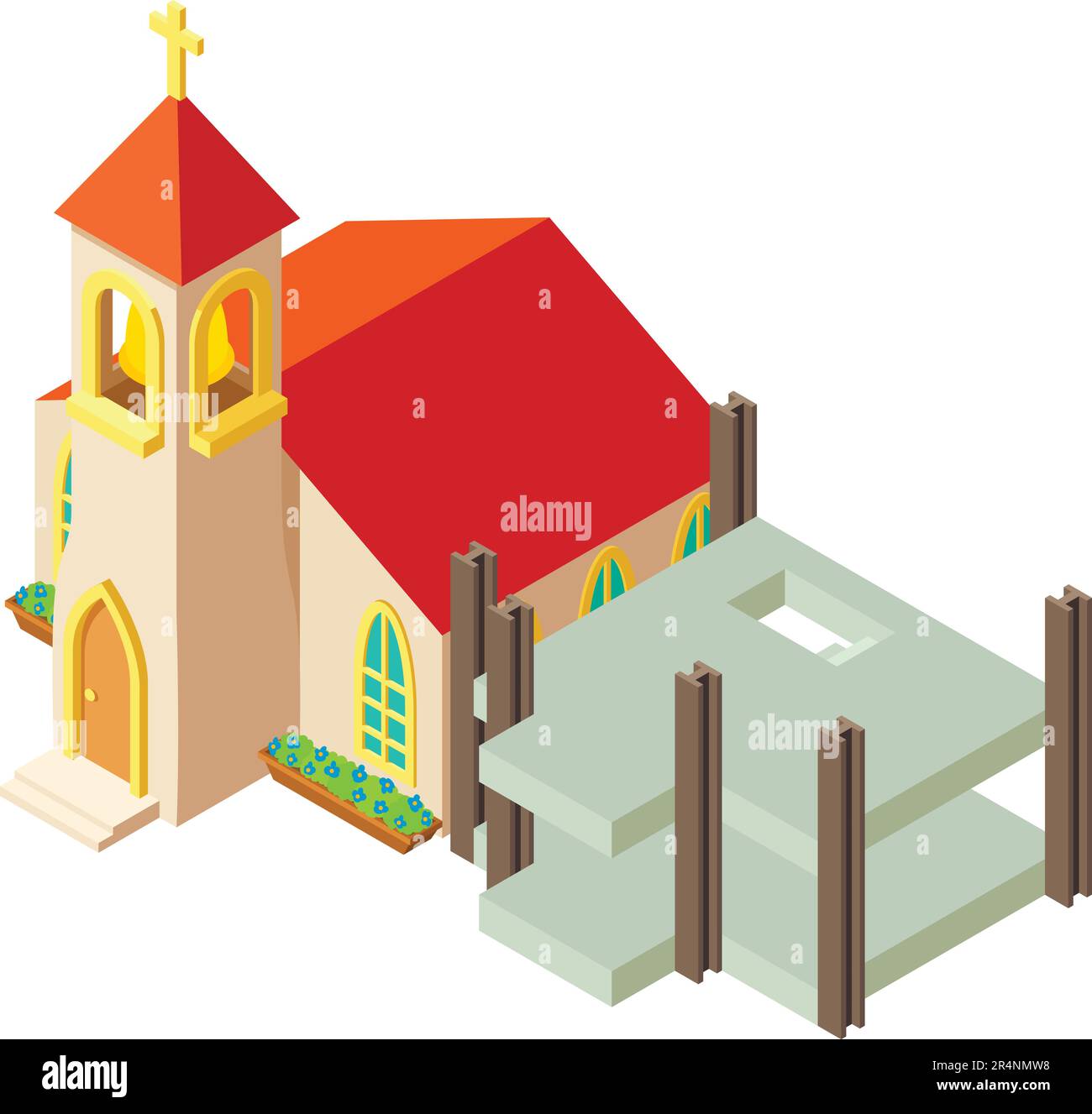 Construction site icon isometric vector. New building frame and ...