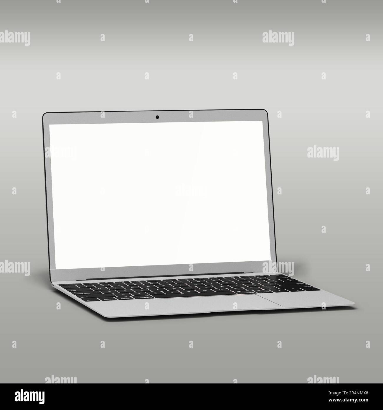 Blank white laptop screen for mockup project isolated on grey ...