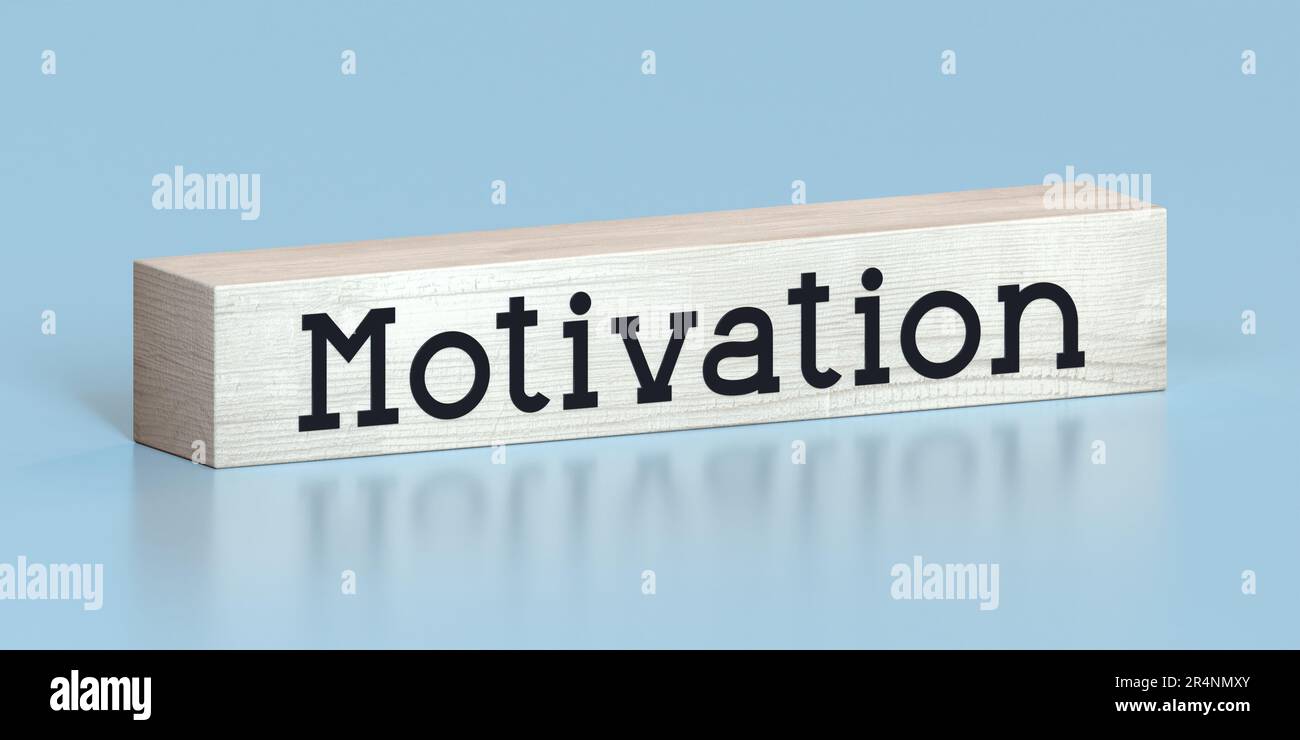 Motivation - word on wooden block - 3D illustration Stock Photo - Alamy