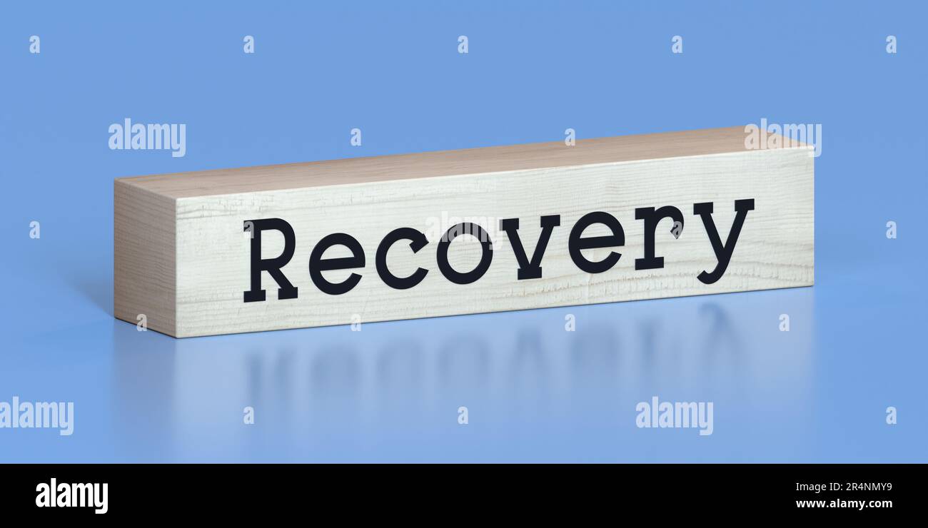 Recovery - word on wooden block - 3D illustration Stock Photo - Alamy