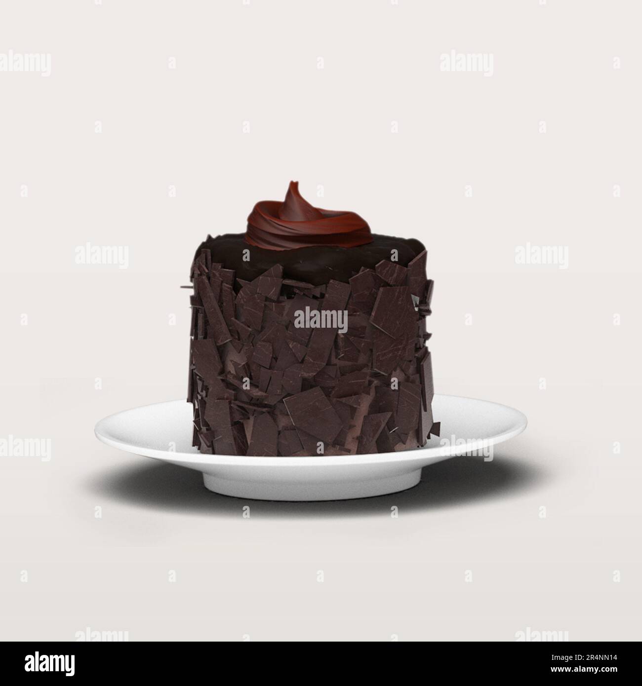 Cute chocolate mini cake with chocolate bars on round side isolated ...