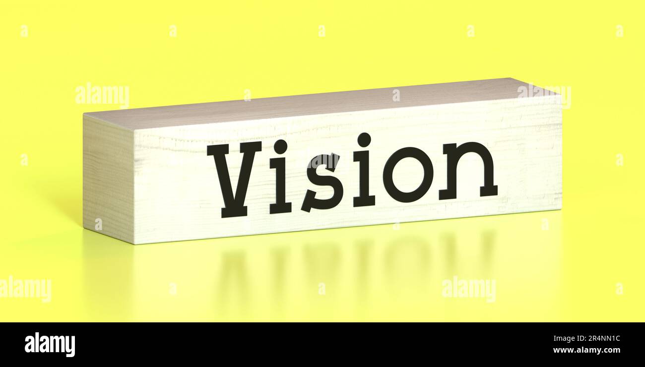 Vision - word on wooden block - 3D illustration Stock Photo - Alamy