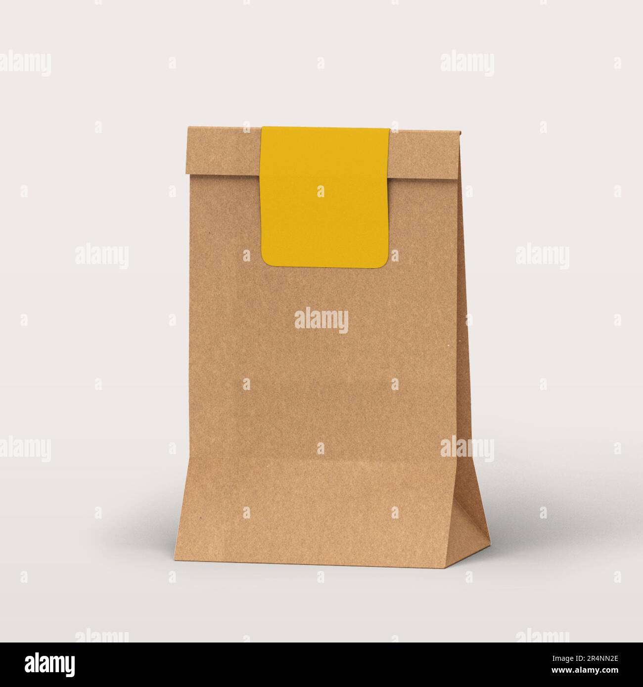 Brown eco bag with yellow sticker isolated on white background Stock ...