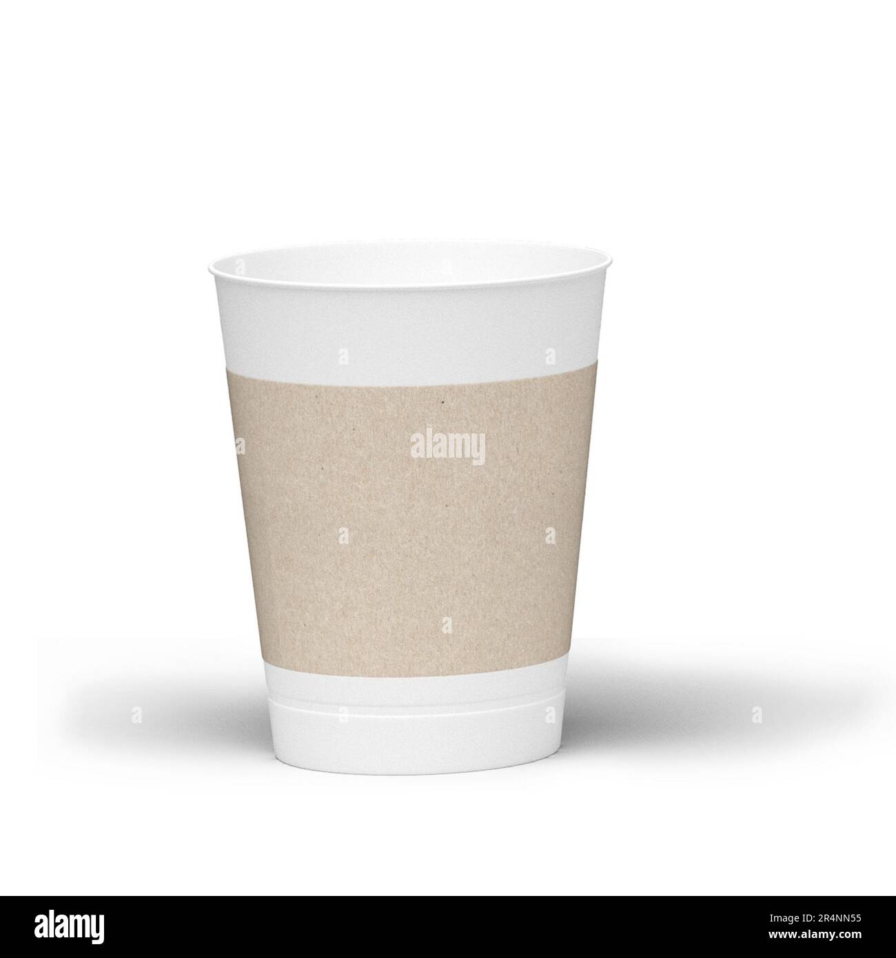 Blank take away kraft coffee cup with white lid isolated on white ...