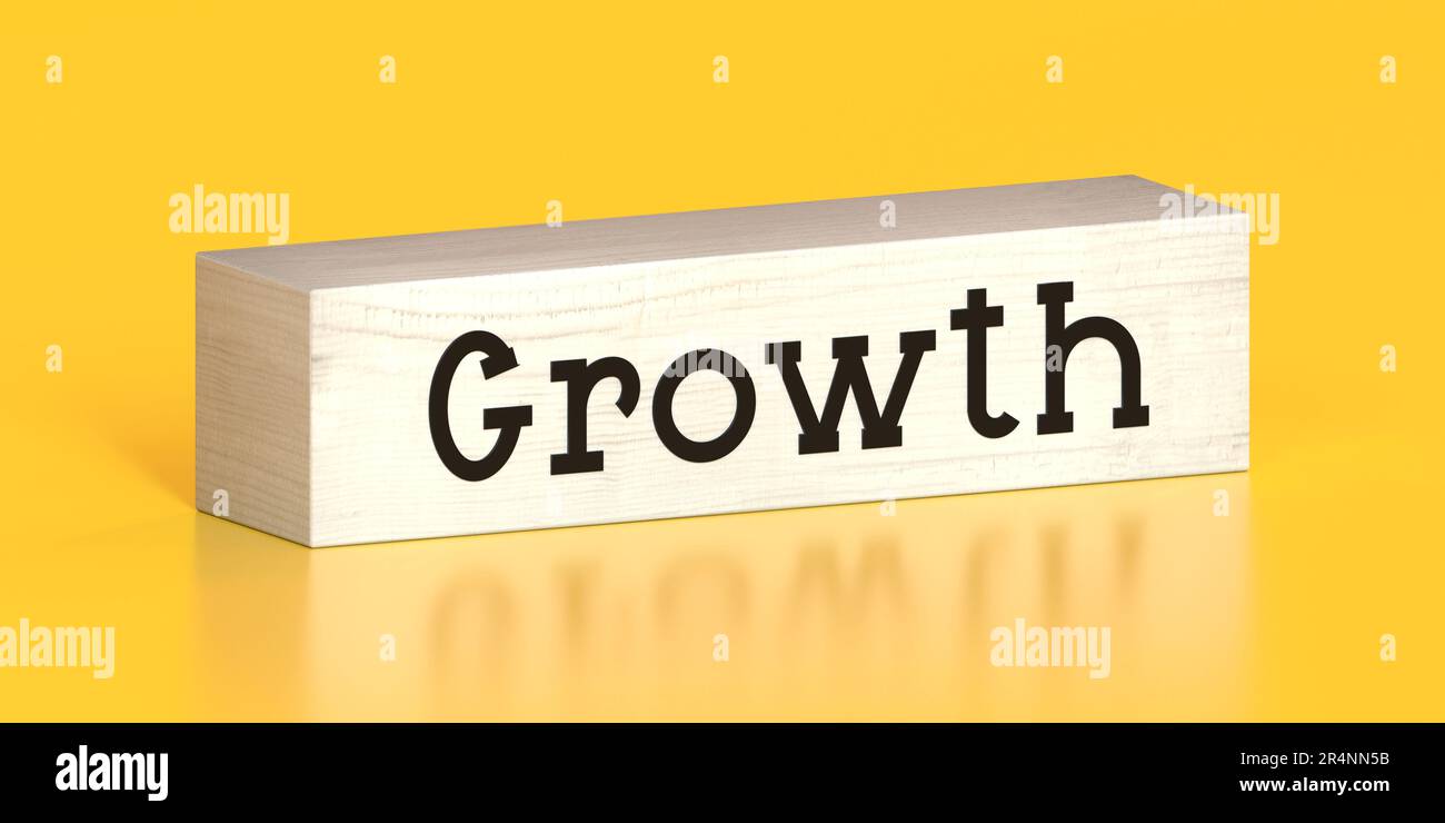 Growth - word on wooden block - 3D illustration Stock Photo - Alamy