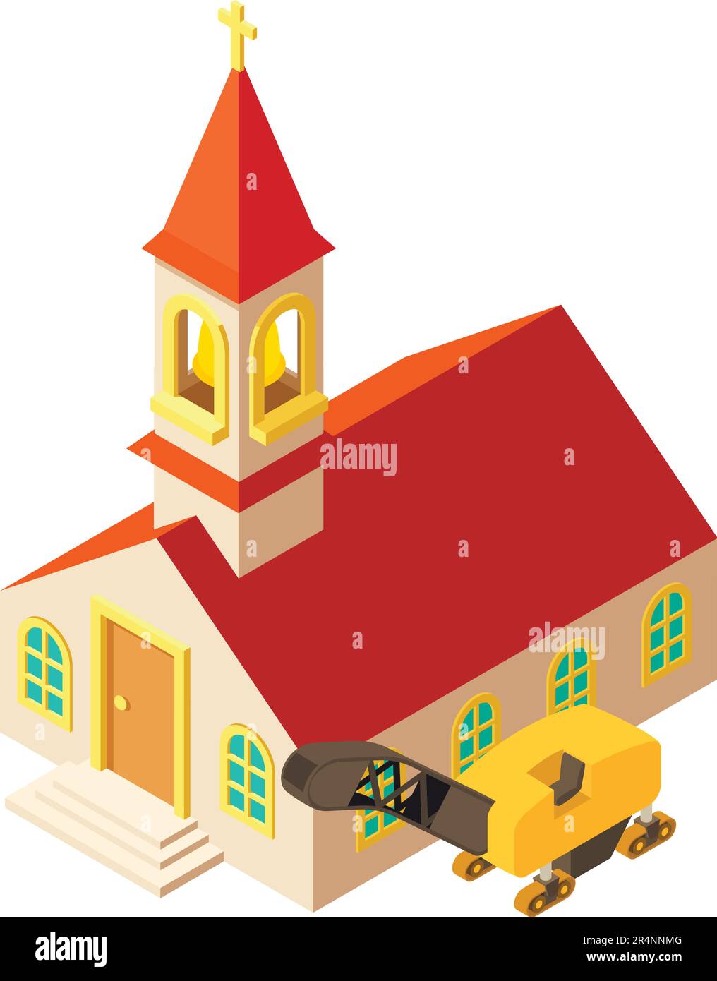 Pavement repair icon isometric vector. Asphalt milling near church ...