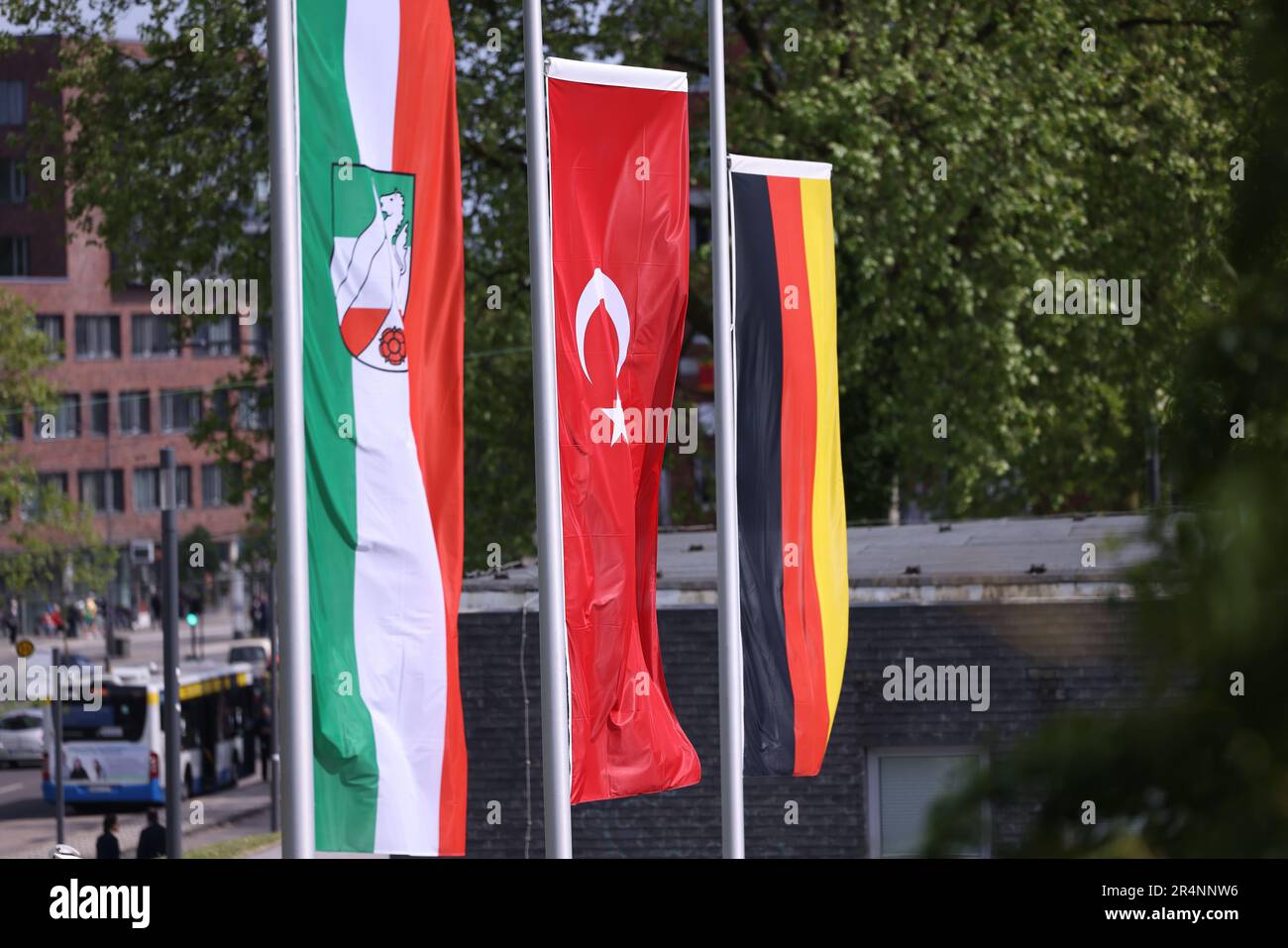 Solingen, Germany. 29th May, 2023. The flags of North Rhine-Westphalia ...