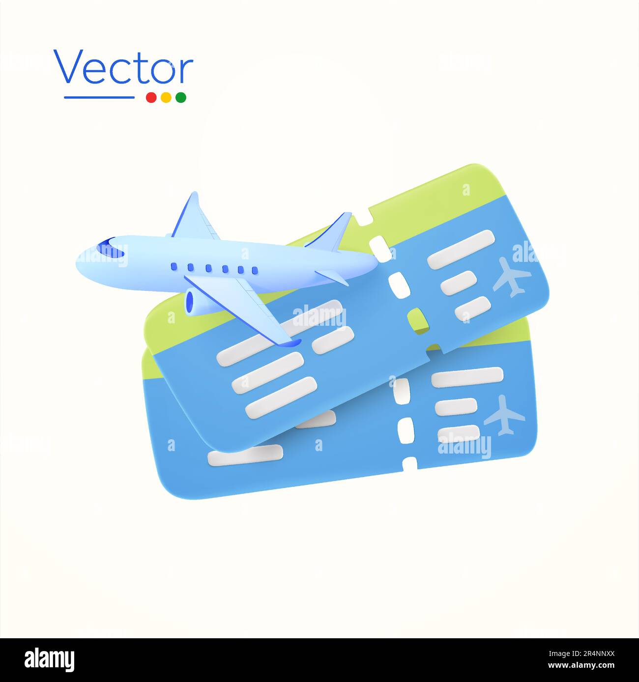 3d airplane with couple of tickets, isolated on white background ...