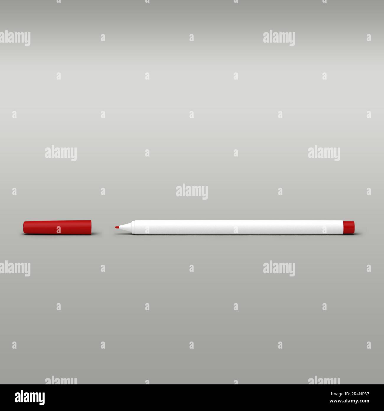Red marker pen isolated on grey background Stock Photo - Alamy