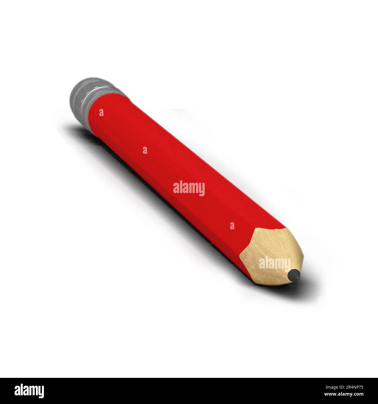 Red pencil large size with eraser tool isolated on grey background ...