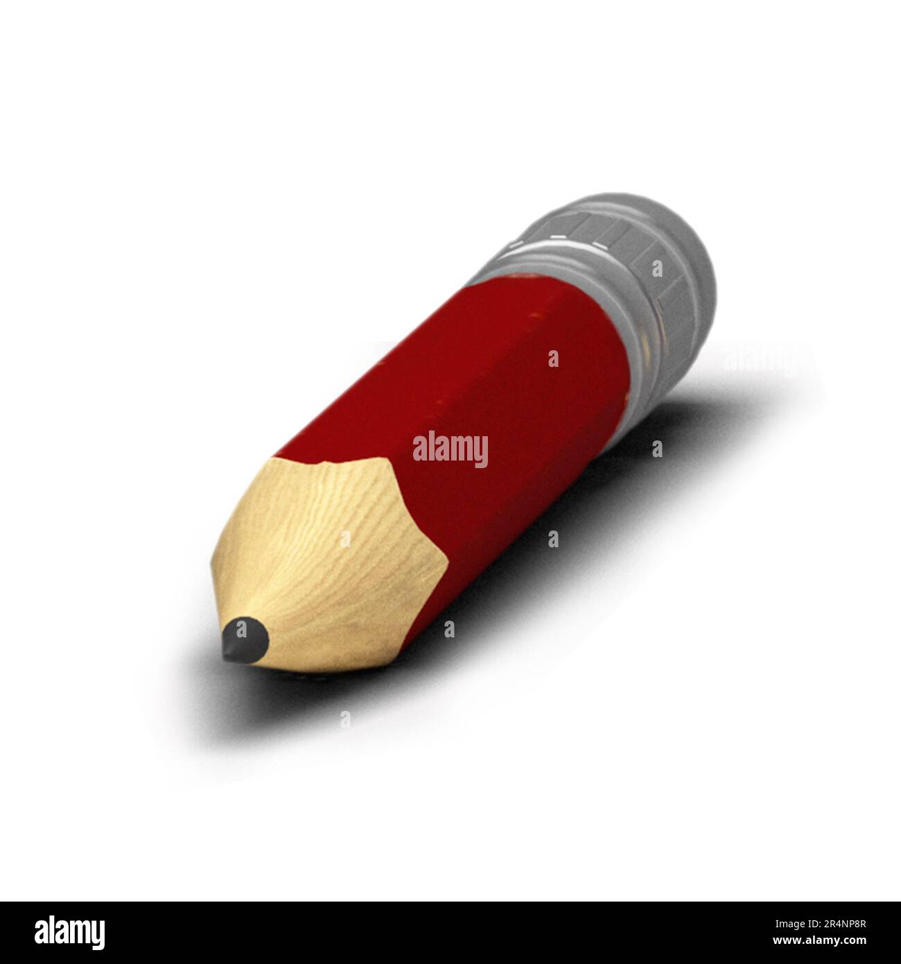 Red pencil small size isolated on grey background Stock Photo - Alamy