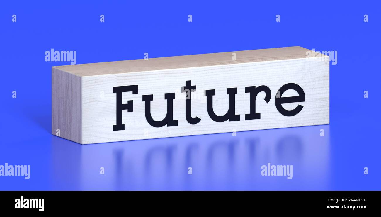 Future - word on wooden block - 3D illustration Stock Photo - Alamy