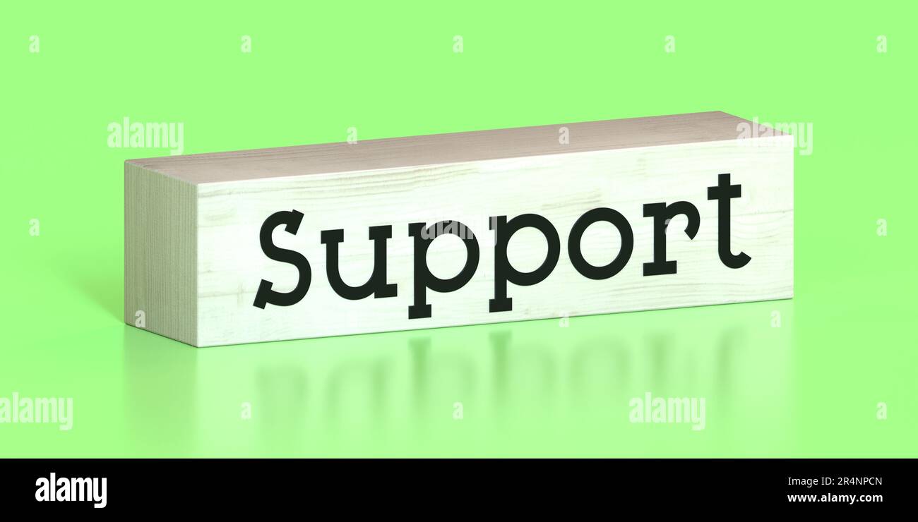 Support - word on wooden block - 3D illustration Stock Photo - Alamy