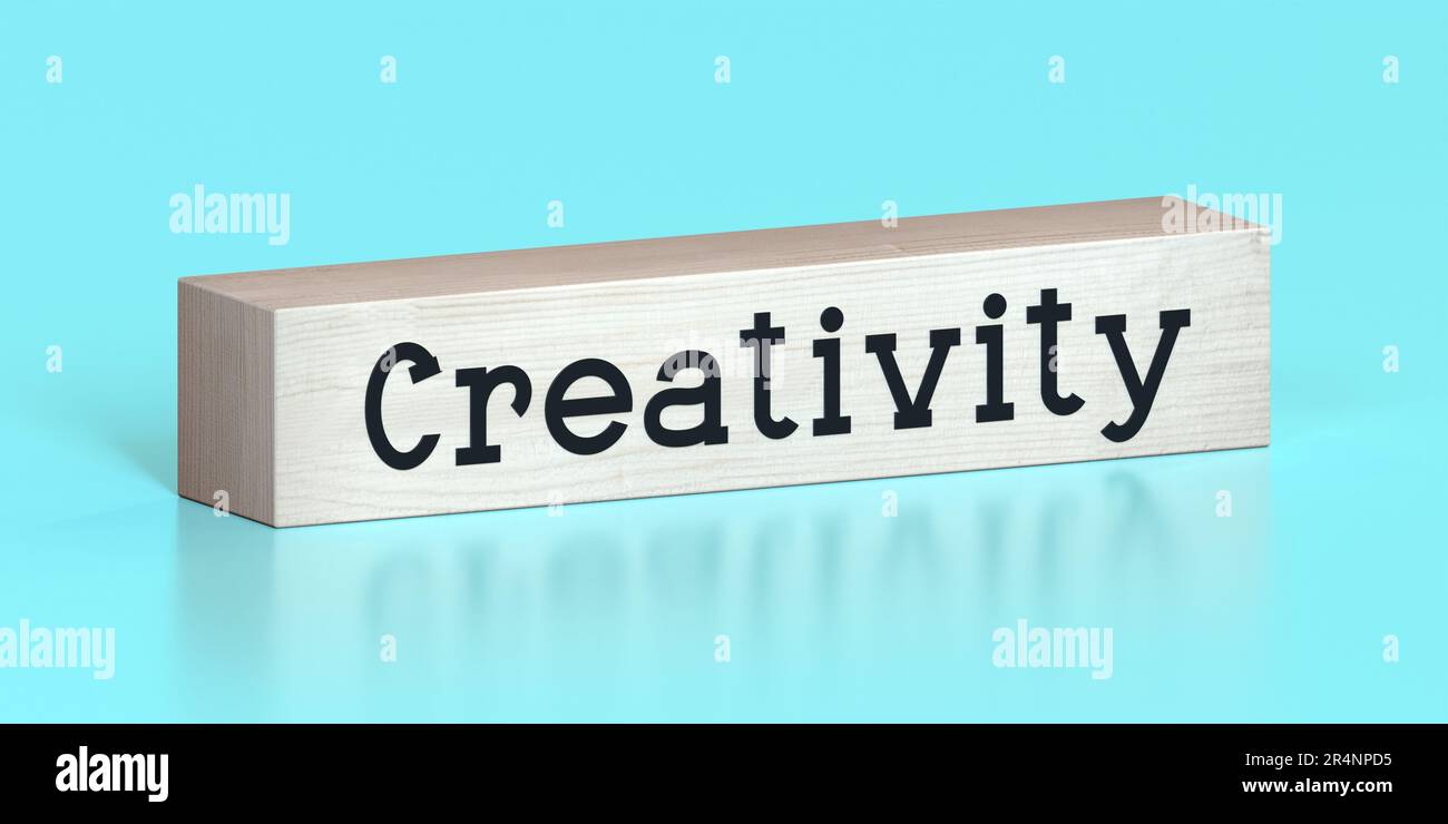Creativity - word on wooden block - 3D illustration Stock Photo - Alamy