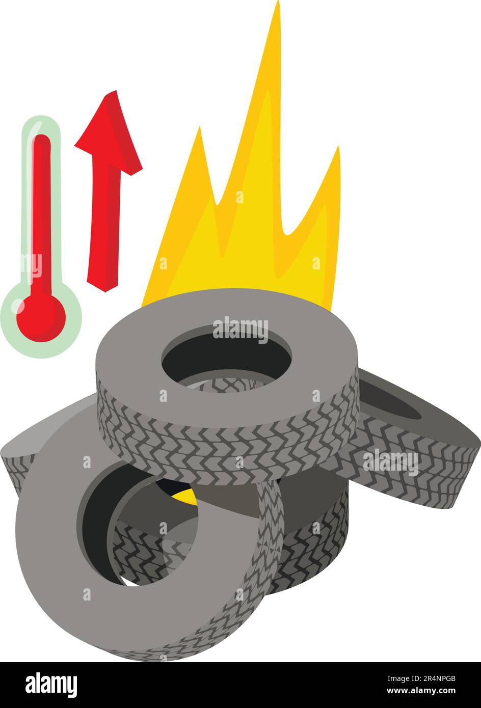 Tire burning icon isometric vector. Burning worn car tire and red ...