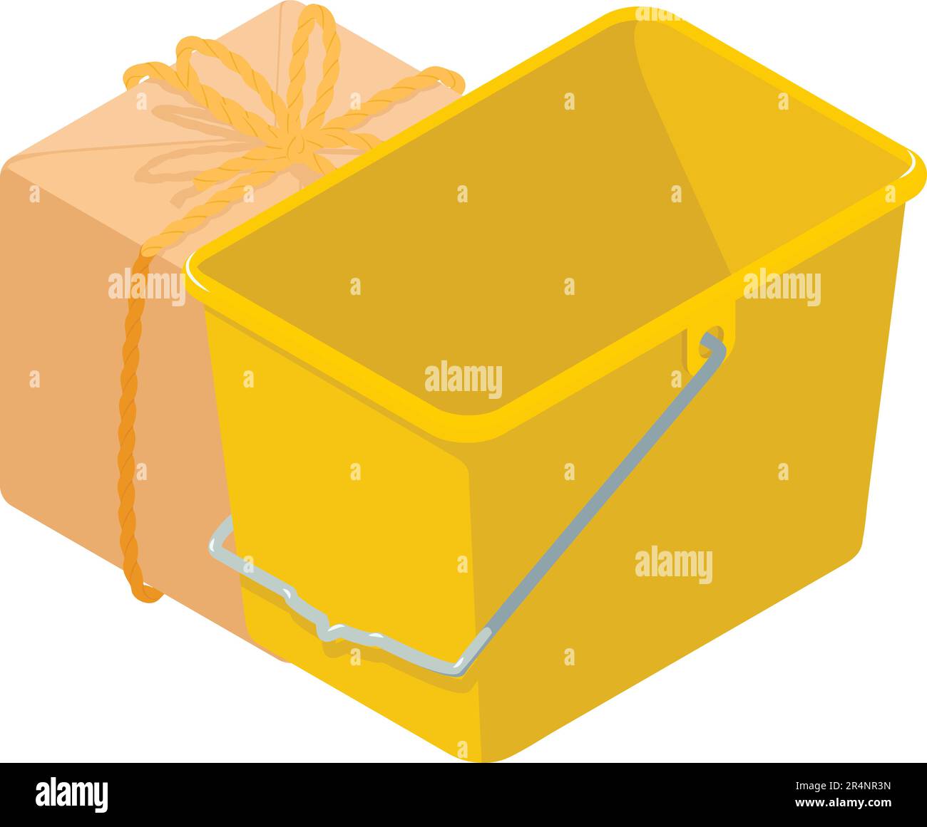 Plastic container icon isometric vector. Empty yellow plastic bucket ...