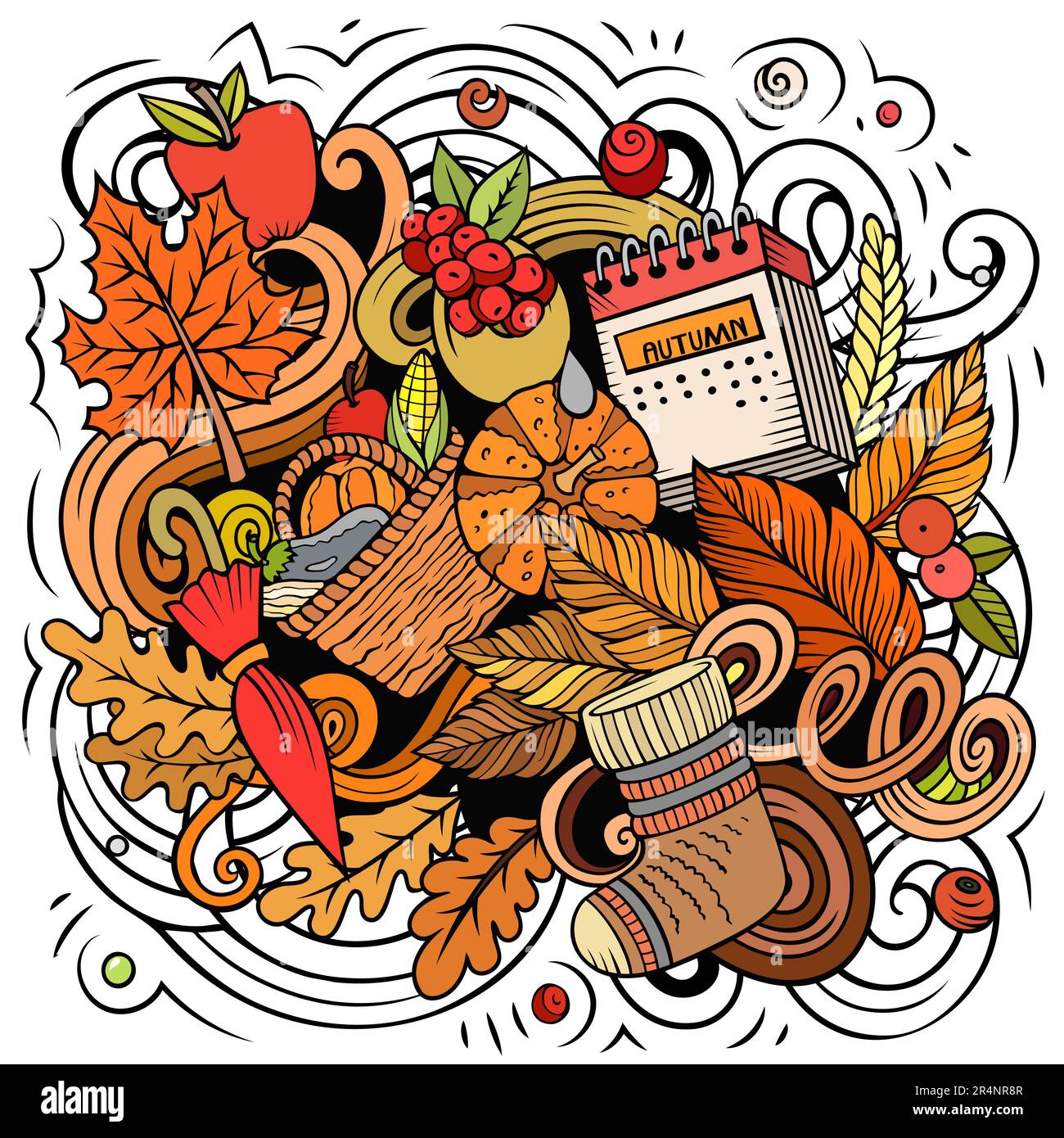 Autumn cartoon vector doodles illustration. Fall design. Season ...