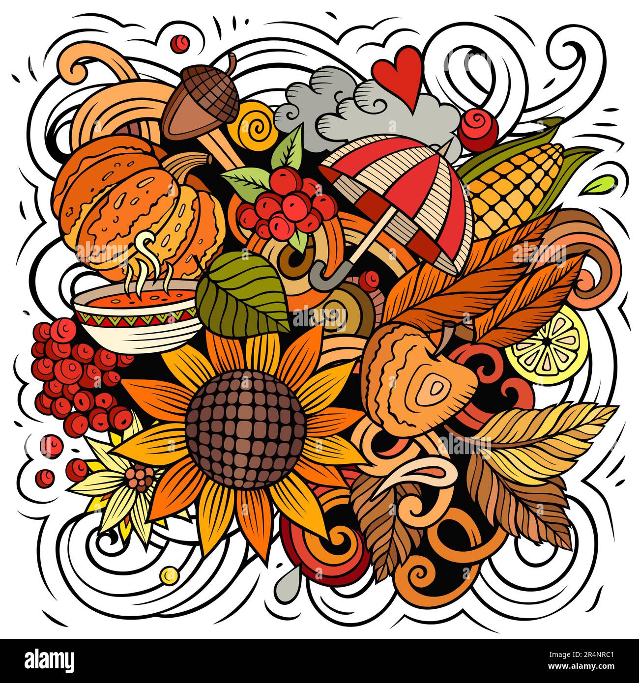 Autumn cartoon vector doodles illustration. Fall design. Season ...