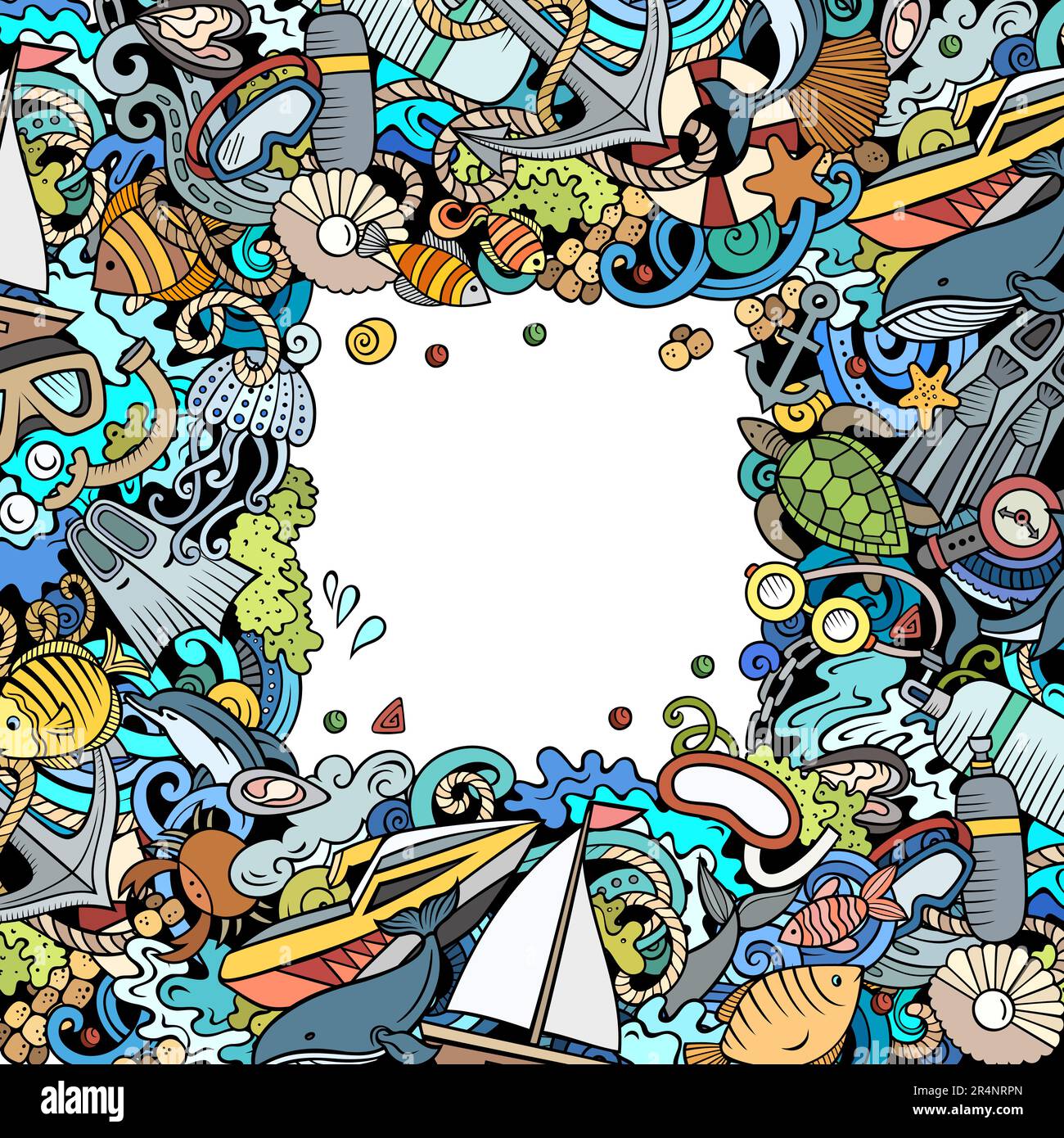 Diving cartoon vector doodles illustration. Dive frame design. Water ...