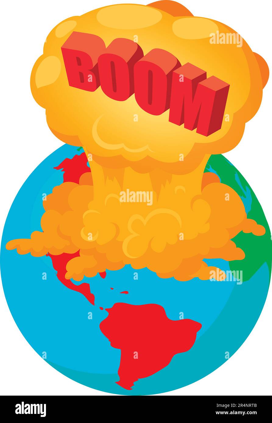 Boom icon isometric vector. Cloud explosion with lettering boom on ...