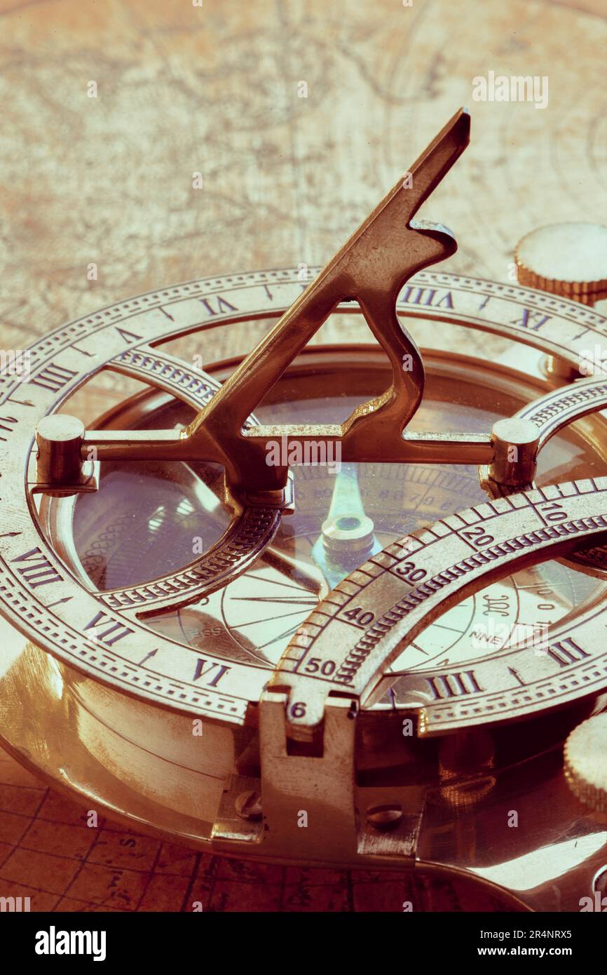 Old compass over ancient map Stock Photo - Alamy