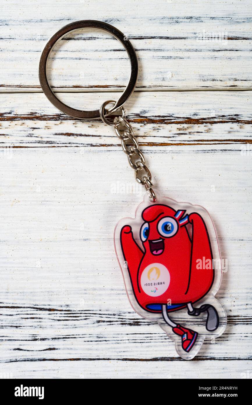 ZHONGSHAN China-May 29,2023:Paris Olympic Games 2024 mascot the Phryges ...