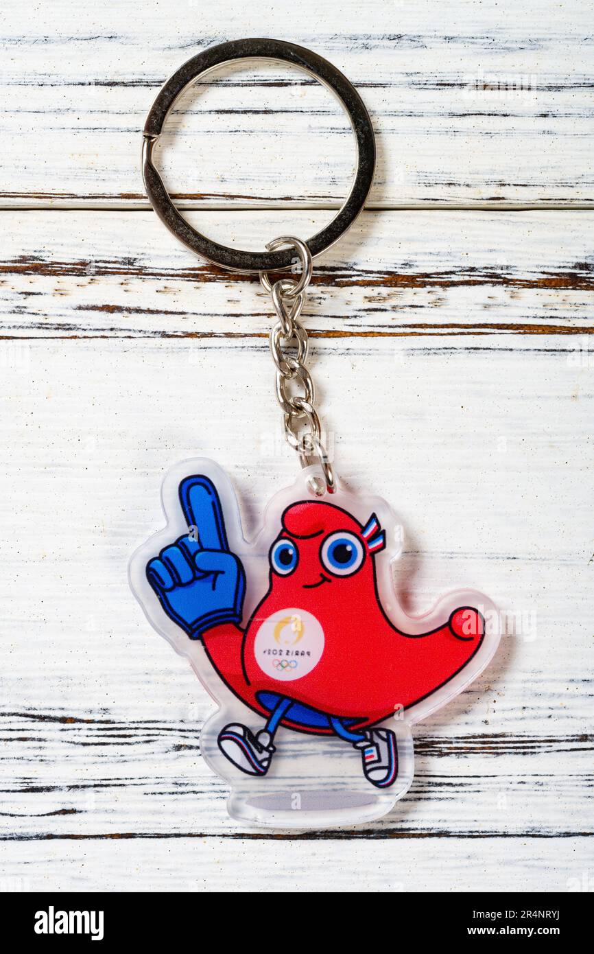 ZHONGSHAN China-May 29,2023:Paris Olympic Games 2024 mascot the Phryges ...