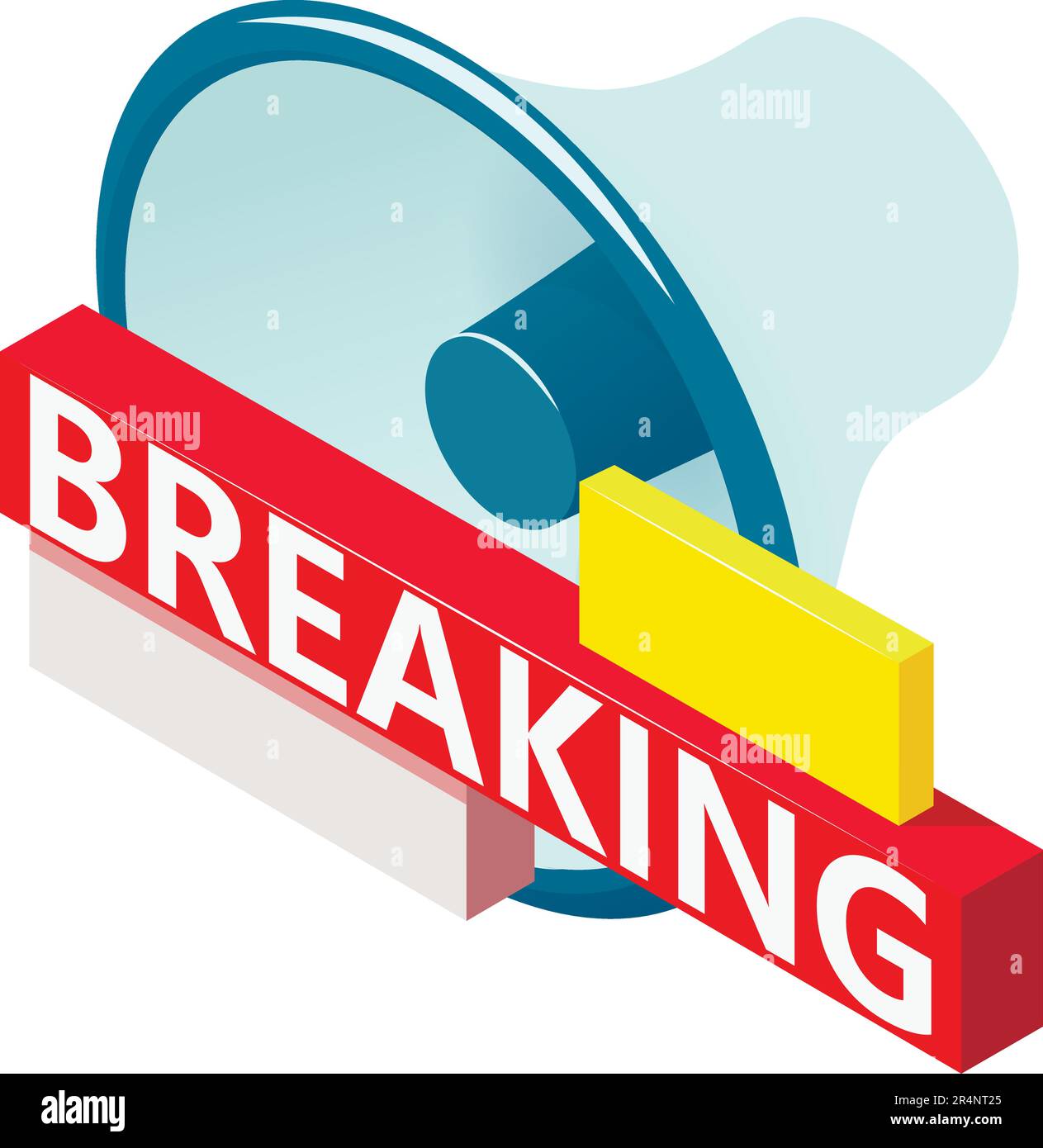 Last news icon isometric vector. Breaking news lettering on bullhorn ...