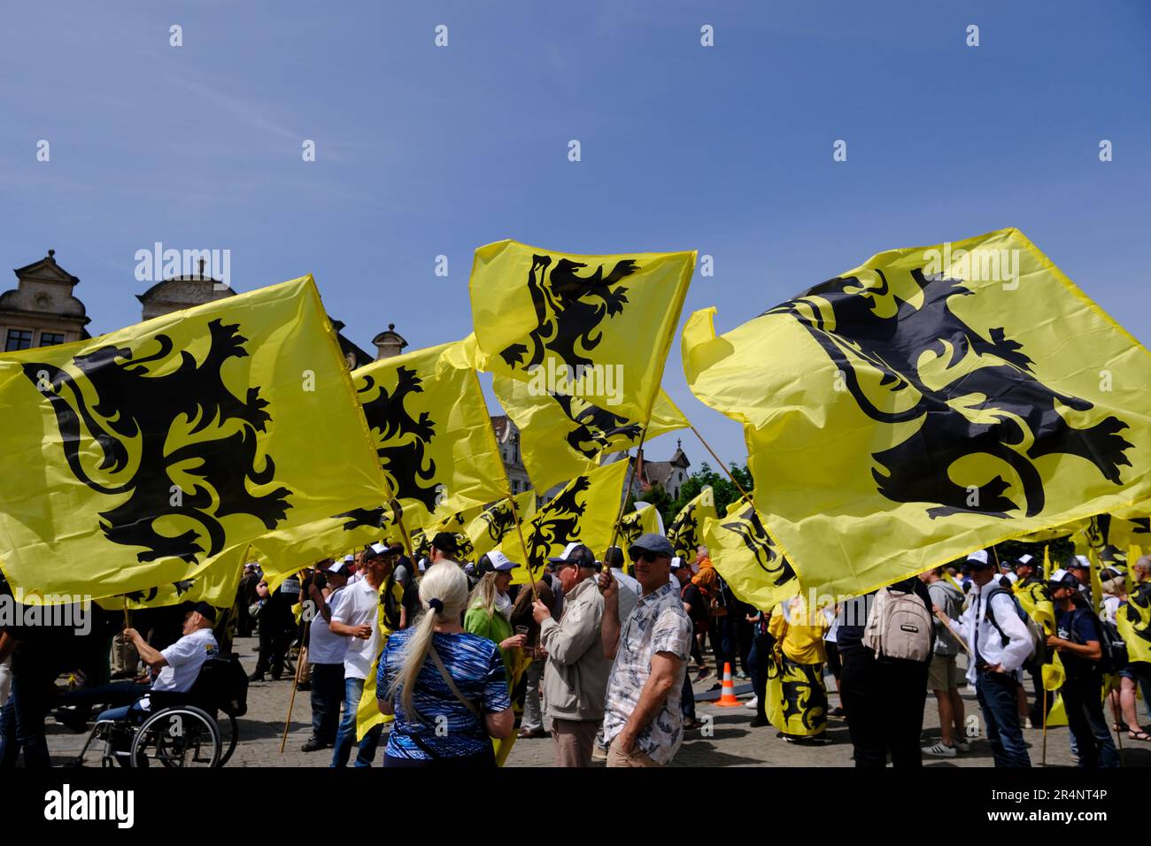 Brussels, Belgium. 29th May, 2023. Supporters of of Flemish far-right ...