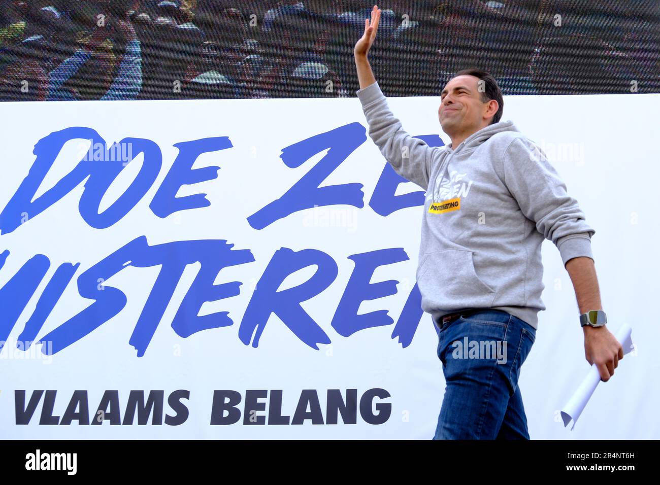 Brussels, Belgium. 29th May, 2023. Vlaams Belang chairman Tom Van ...