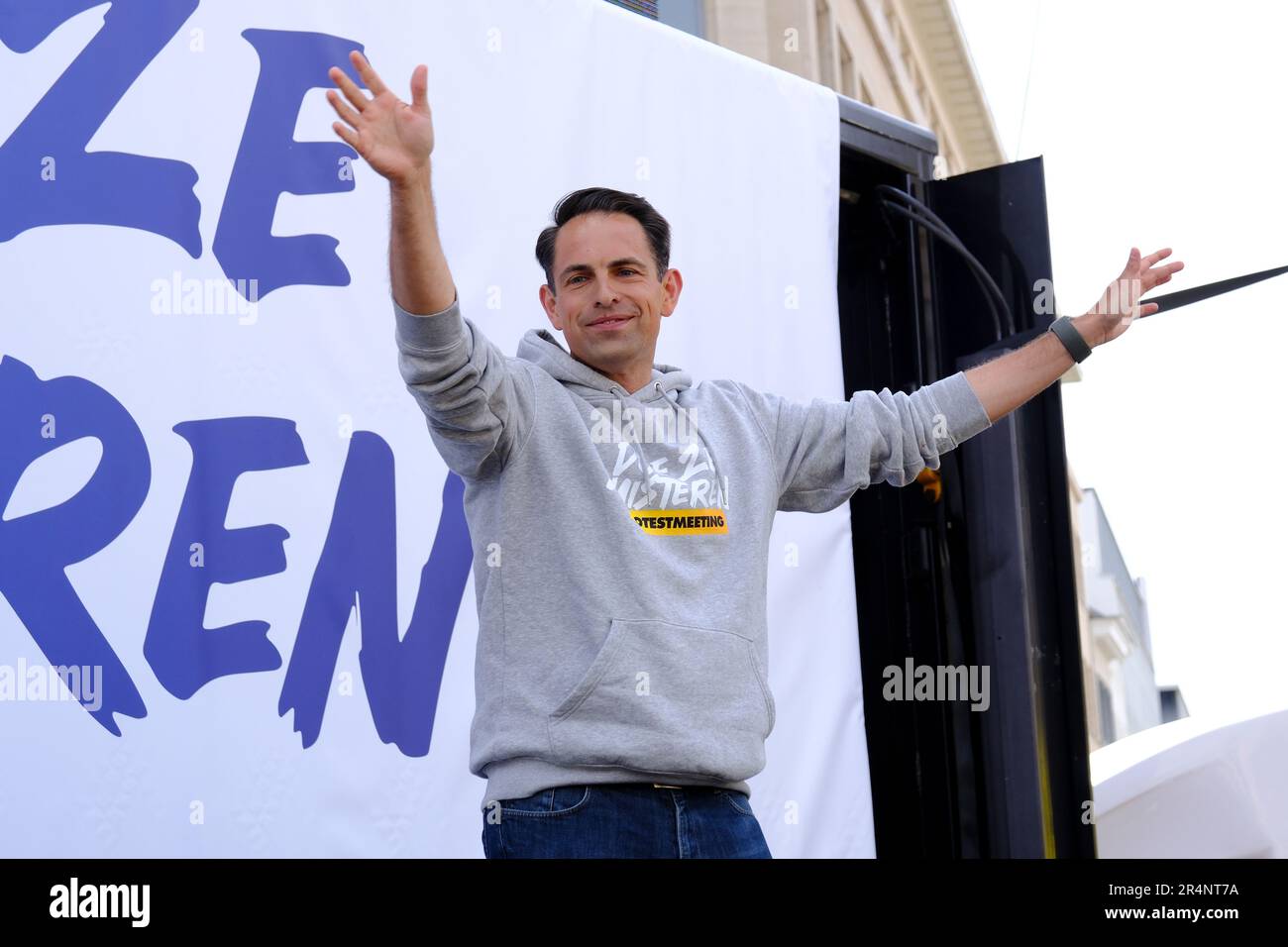 Brussels, Belgium. 29th May, 2023. Vlaams Belang chairman Tom Van ...