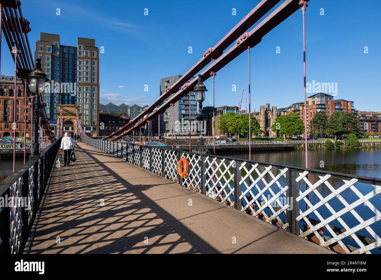 View from South Portland Street Suspension Bridge in Glasgow, Scotland ...