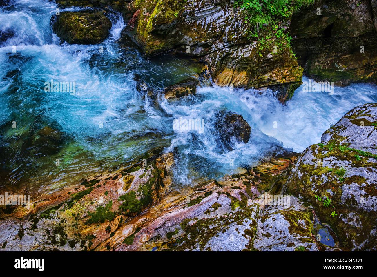 Scenic natural background with rapid water and rocks, mountain river ...