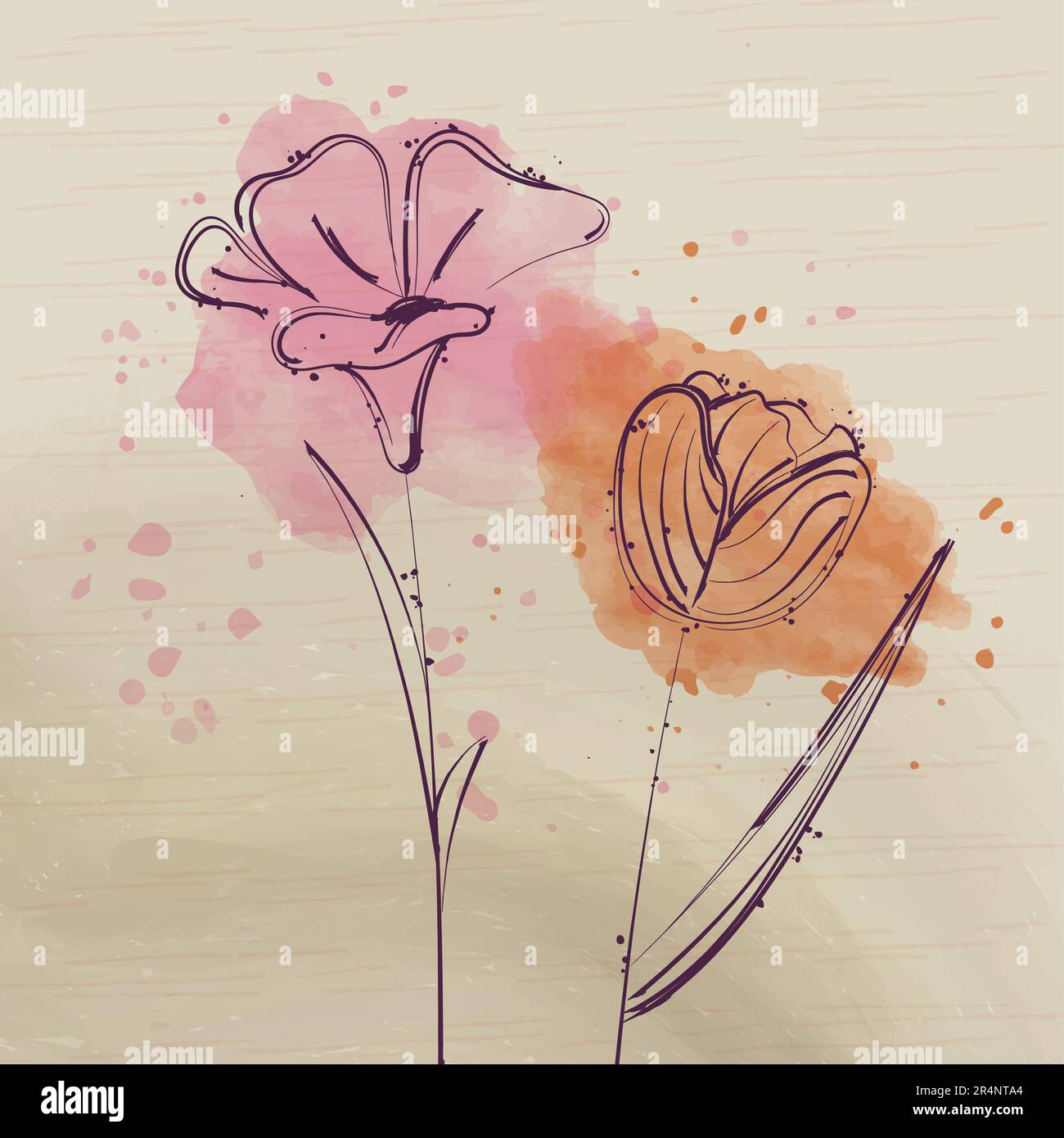 Watercolor neutral color background with flowers Vector Stock Vector ...