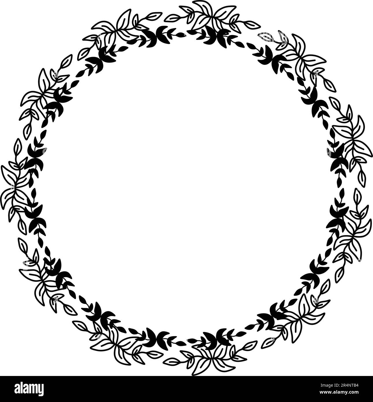Floral circle round border flower frame ring for decoration ornament in ...