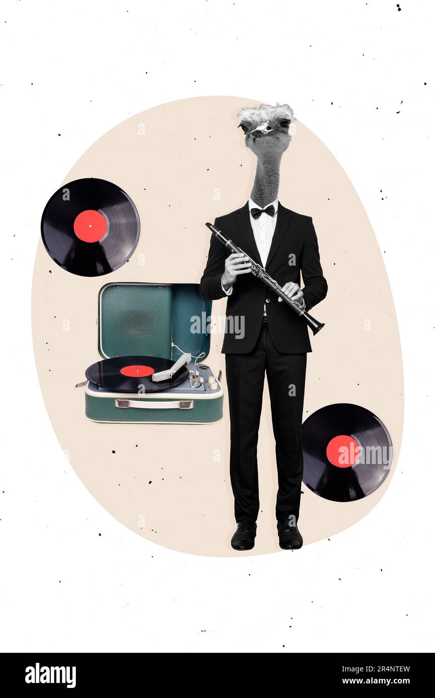 Vertical 3d pop collage sketch template of unusual strange creature ...