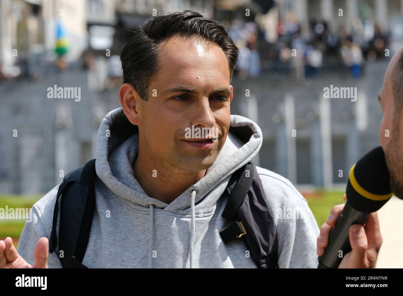 Brussels, Belgium. 29th May, 2023. Vlaams Belang chairman Tom Van ...