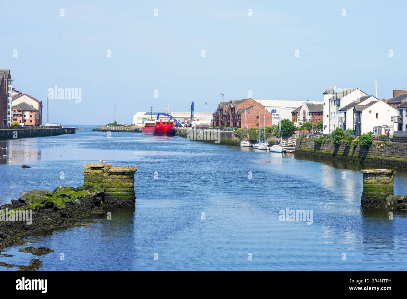 View west along the River Ayr towards Ayr harbour, Ayr, Ayrshire ...