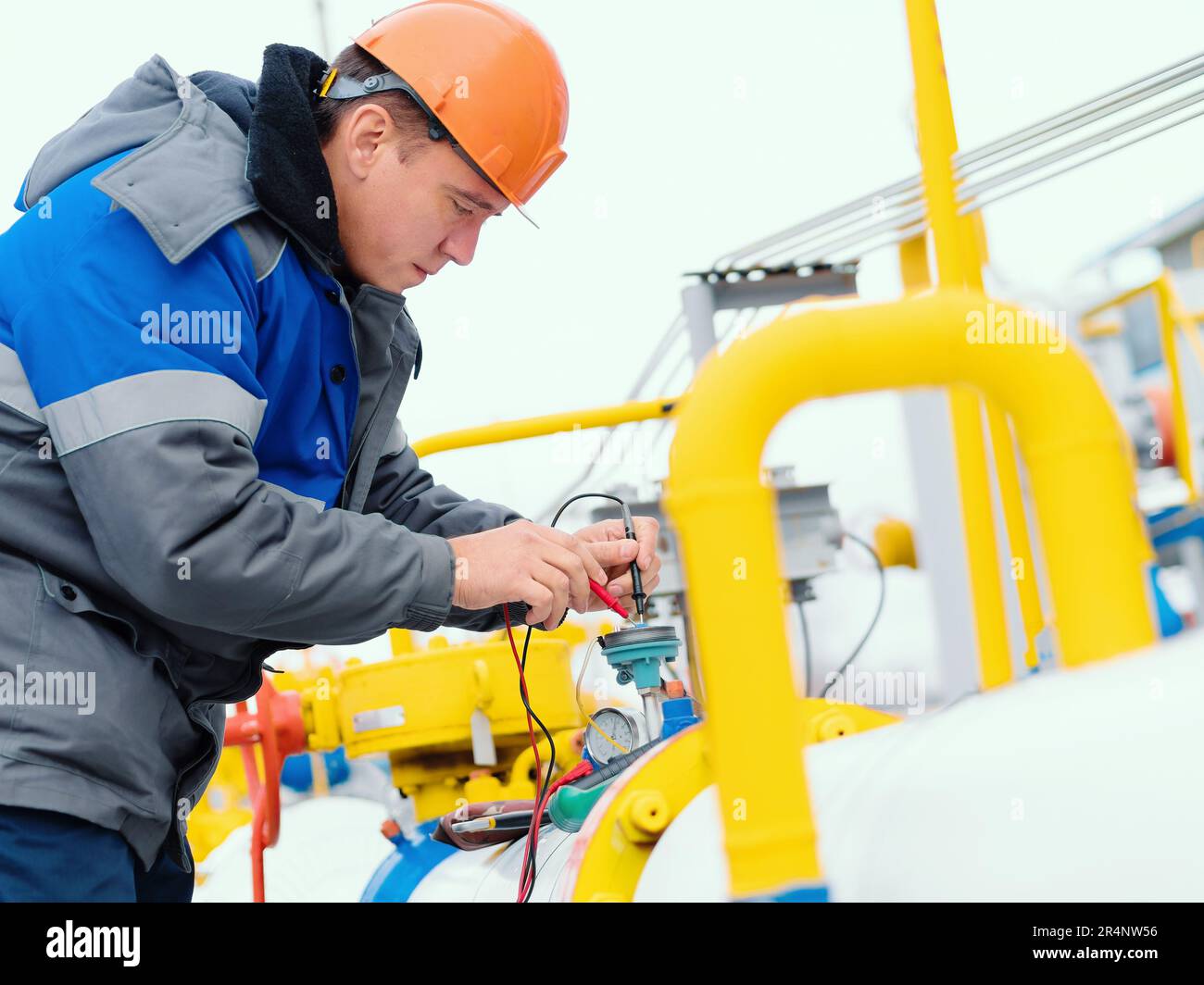 Mechanic of instrumentation and automation diagnoses sensors on the ...