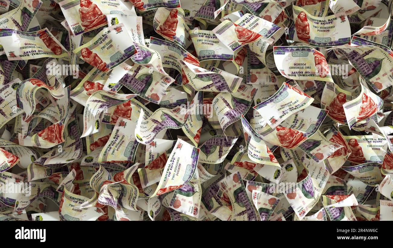 3D rendering of lots of 200 Egyptian pound notes spread on surface ... 3D rendering of lots of 200 Egyptian pound notes spread on surface ...