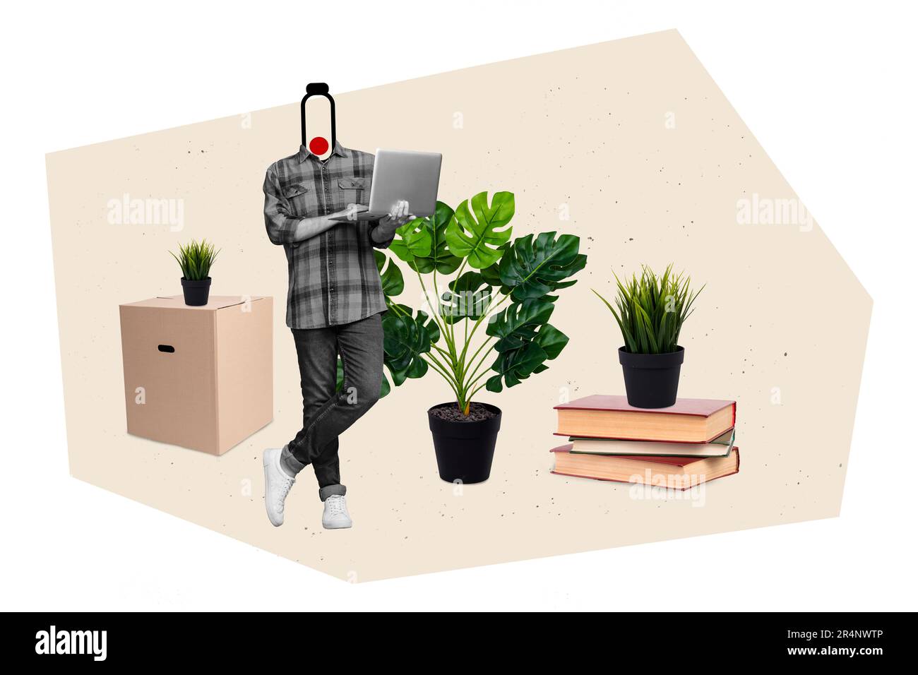 Picture artwork collage 3d sketch of weird freak strange male character ...