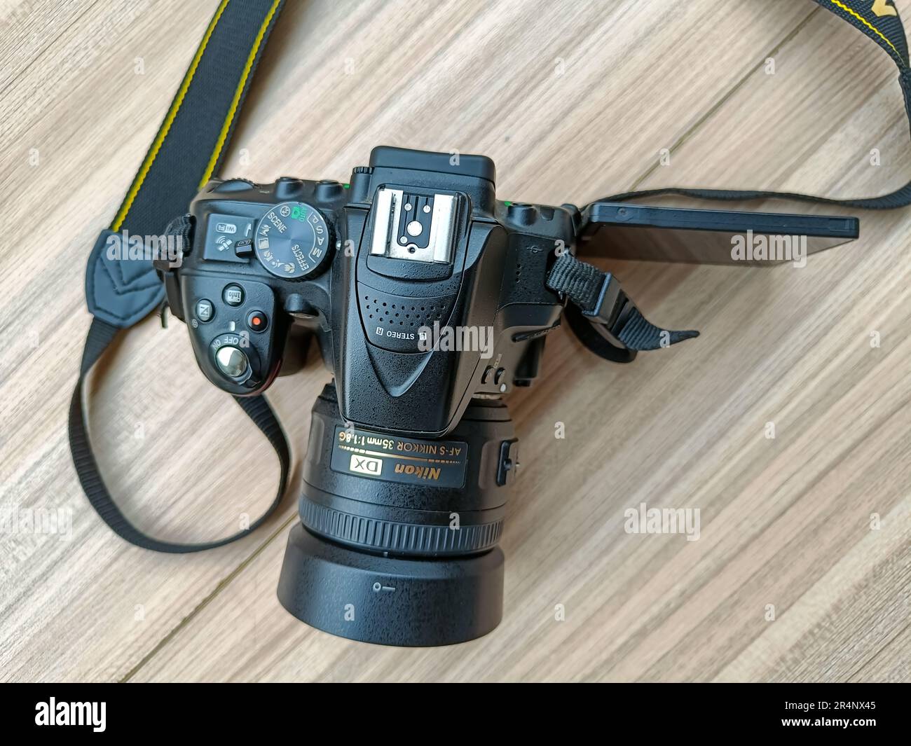 New Delhi, India, May 28 2028 - Nikon D5300 camera with 35mm f2.8 prime ...
