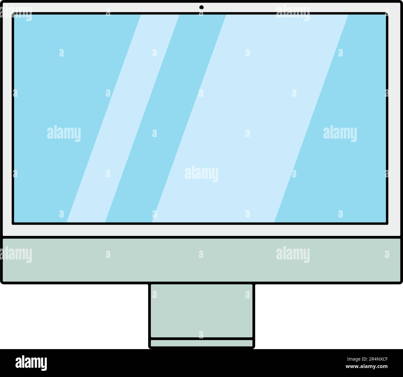 Computer All-in-One with blank screen. Icon. Cartoon. Vector ...