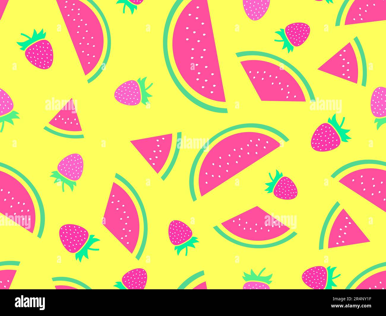 Seamless pattern with watermelon and strawberries in a minimalist style ...