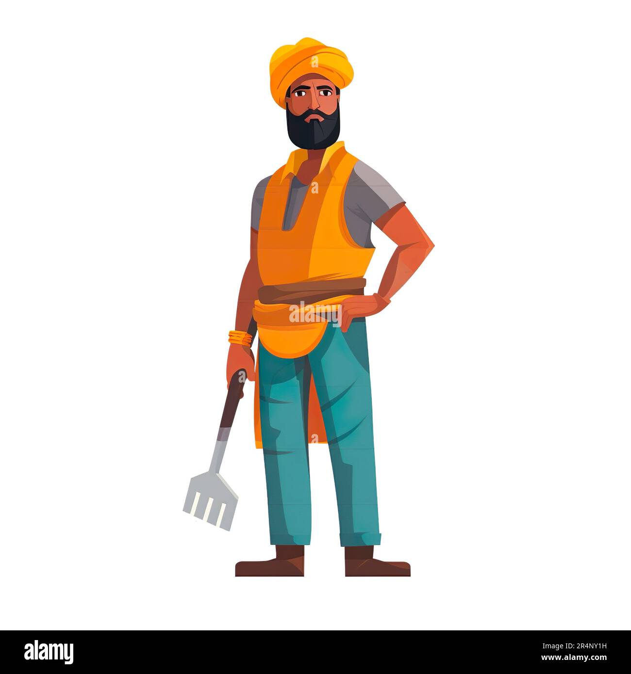 Diverse Construction Worker, Indian, Sikh, Builder, Flat vector ...