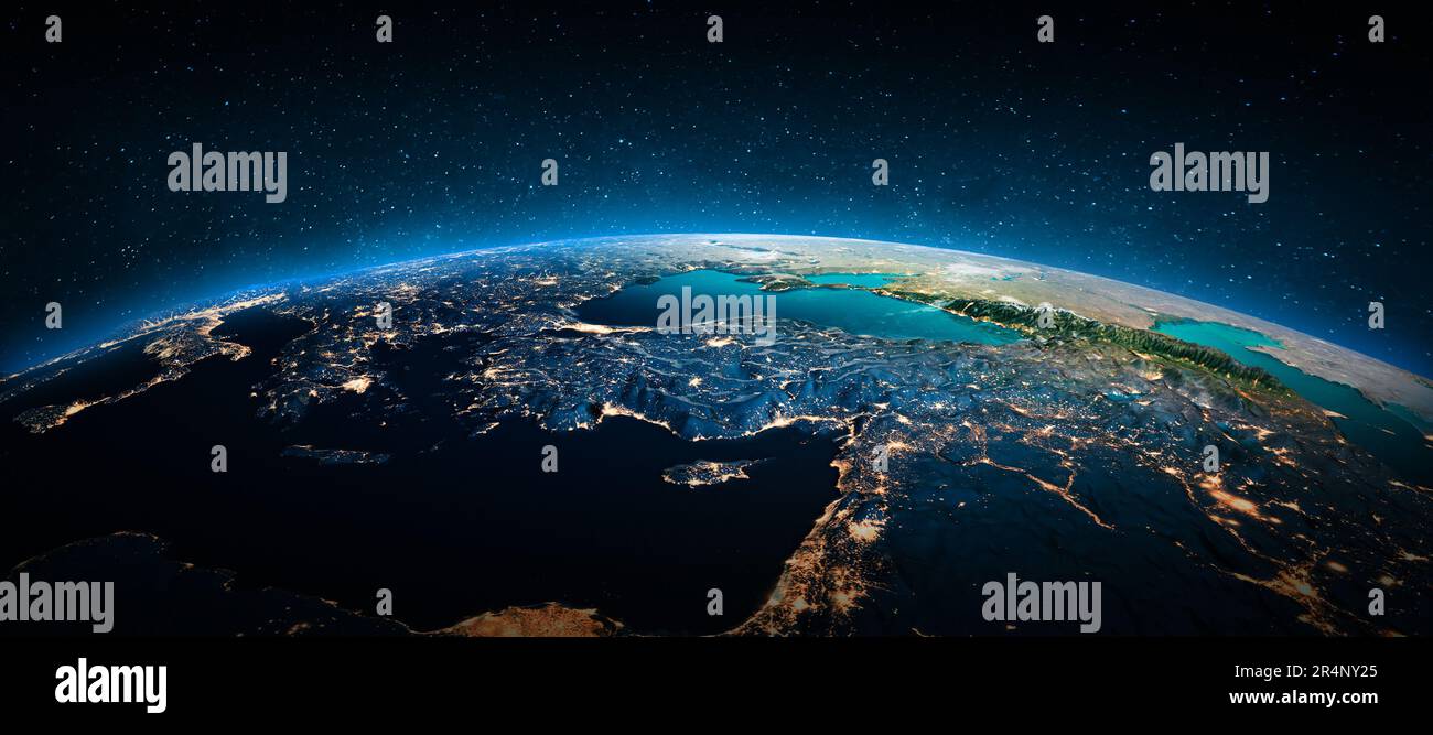 Turkey city lights at night. Elements of this image furnished by NASA ...