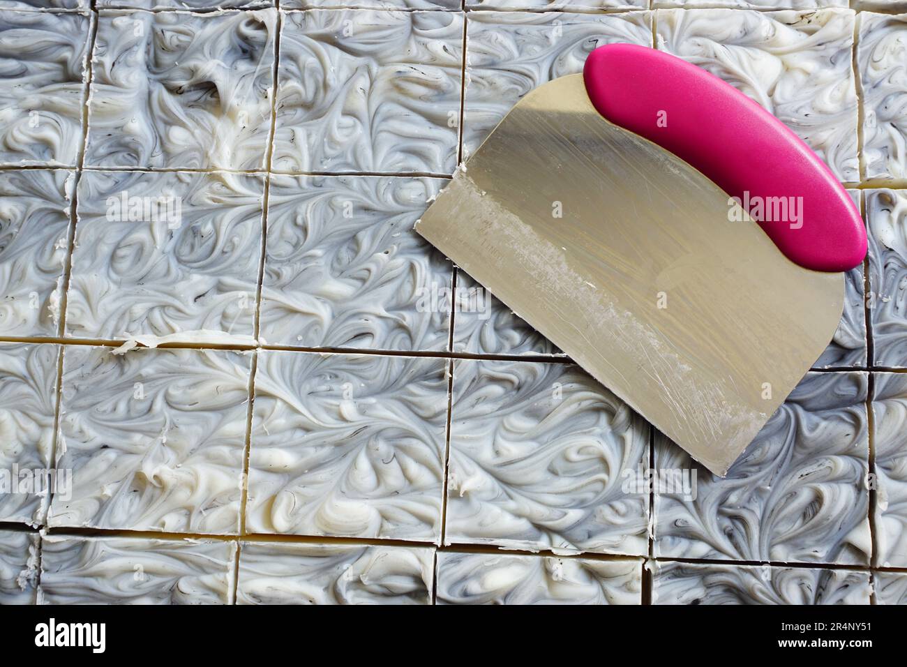 Making and Cutting of homemade cold process soap Stock Photo - Alamy