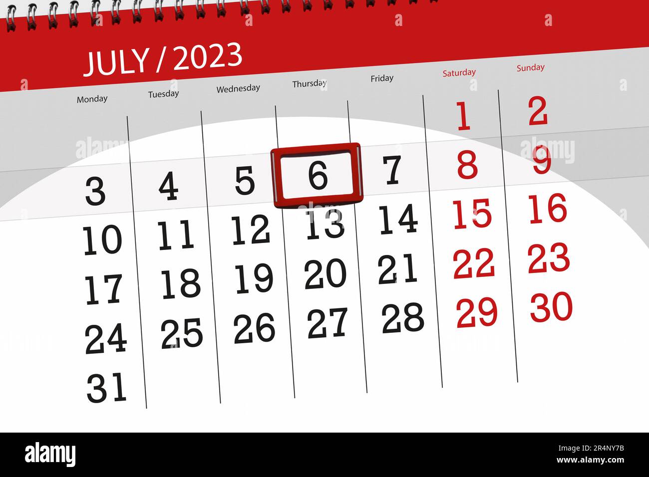 Thursday Calendar Page