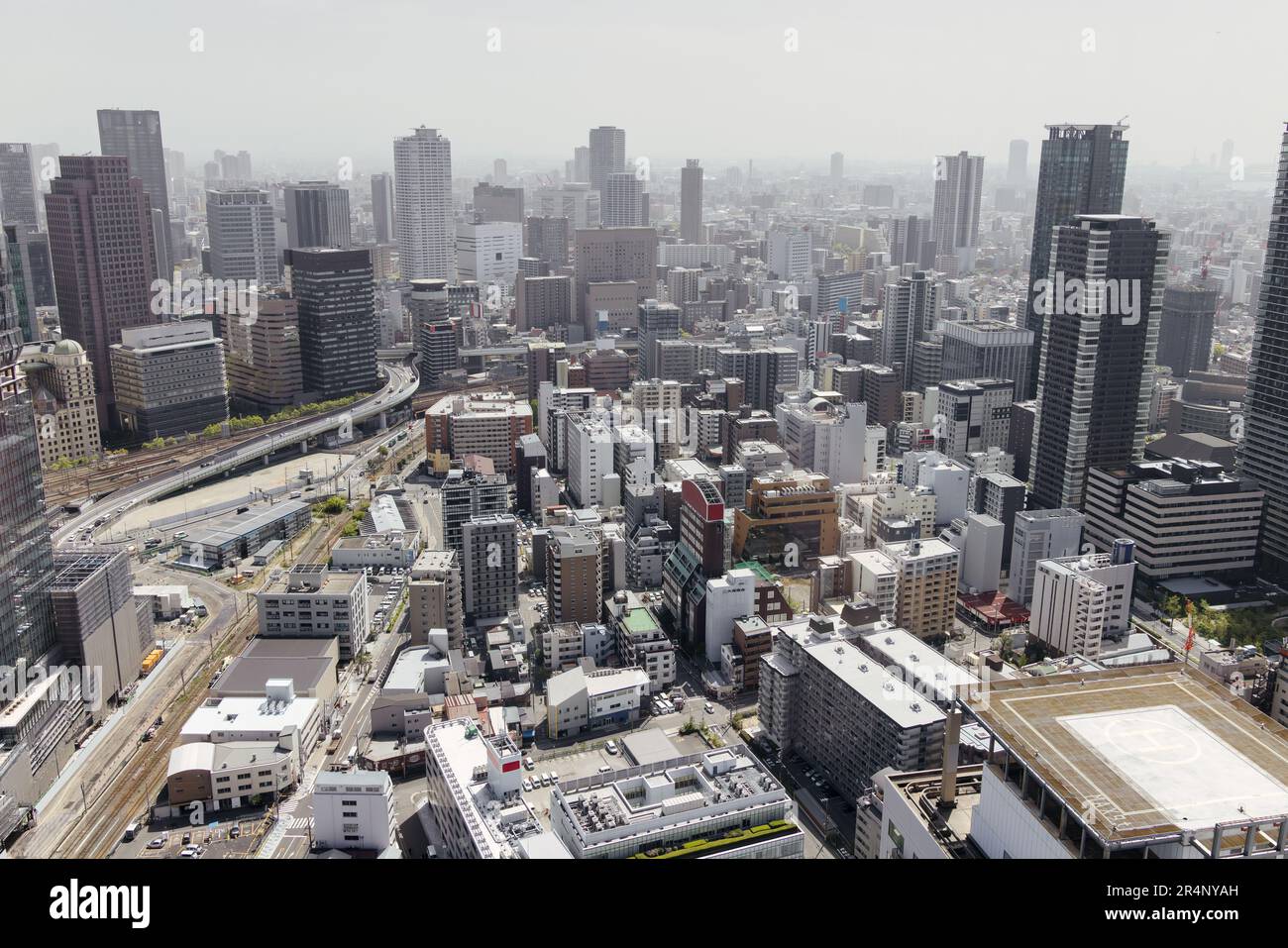 picture with an aerial view of the skyline of Osaka, Japan Stock Photo ...