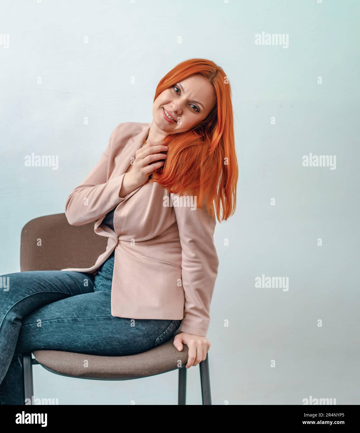 Photo of positive woman hedraired wear good look classy clothes over ...